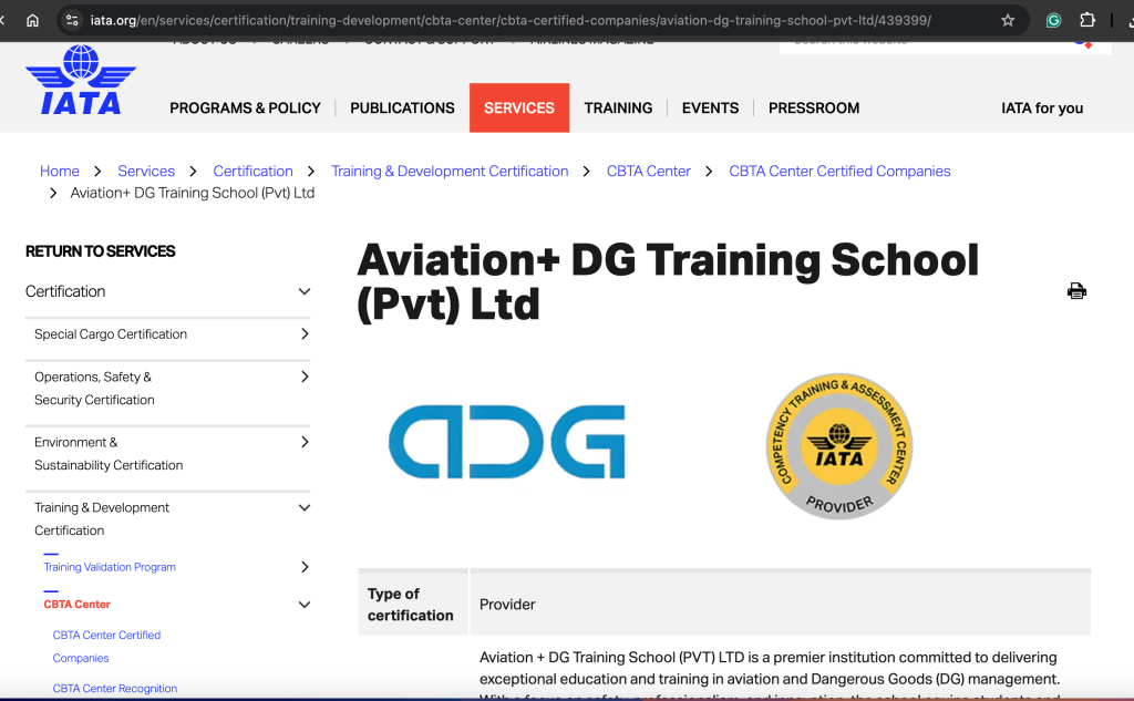 IATA CBTA Center ADG Aviation+ DG Training School is now on IATA’s ...